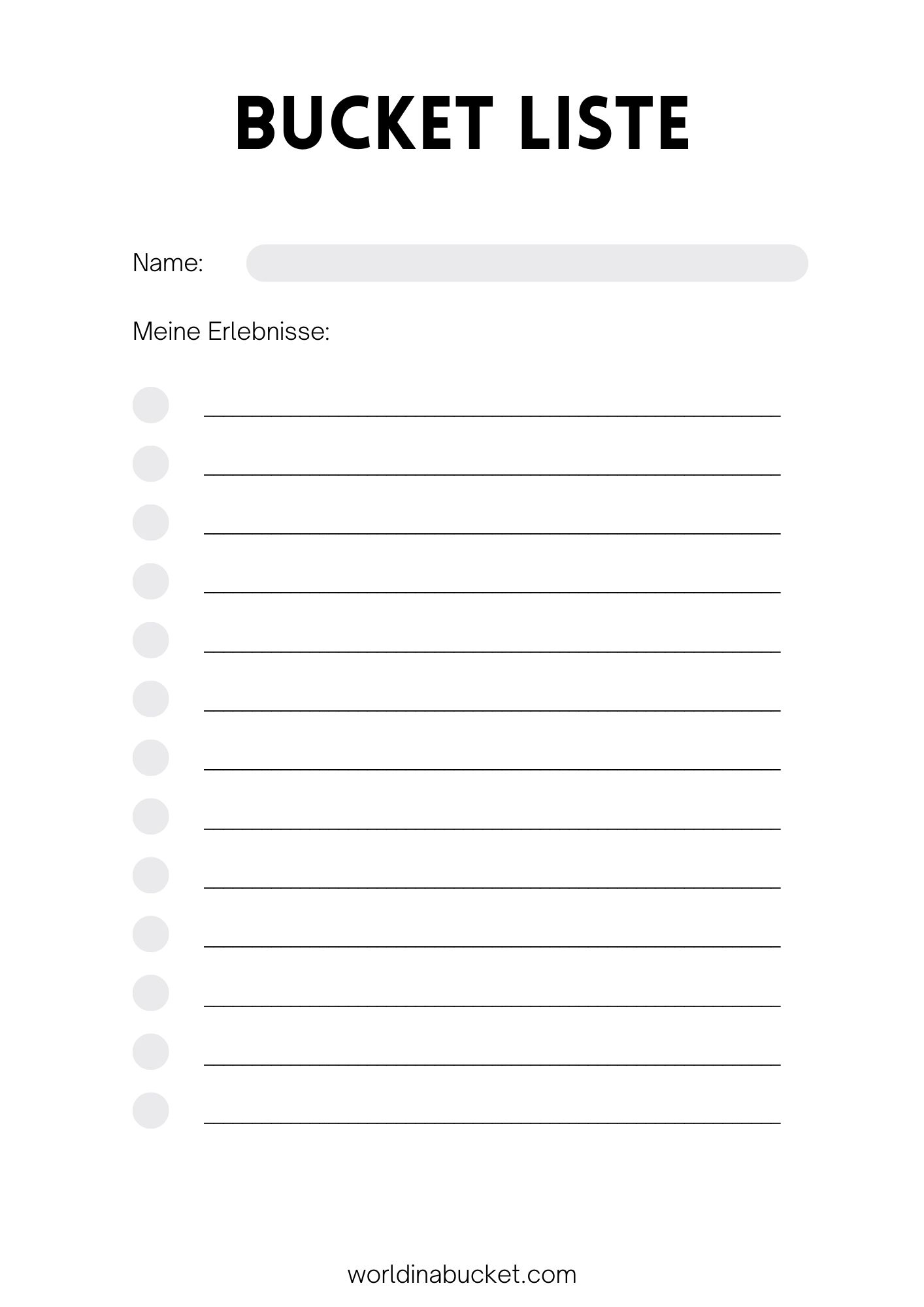 Die schönsten Bucket List Vorlagen als PDF zum Ausdrucken Die schönsten Bucket List Vorlagen als PDF zum Ausdrucken