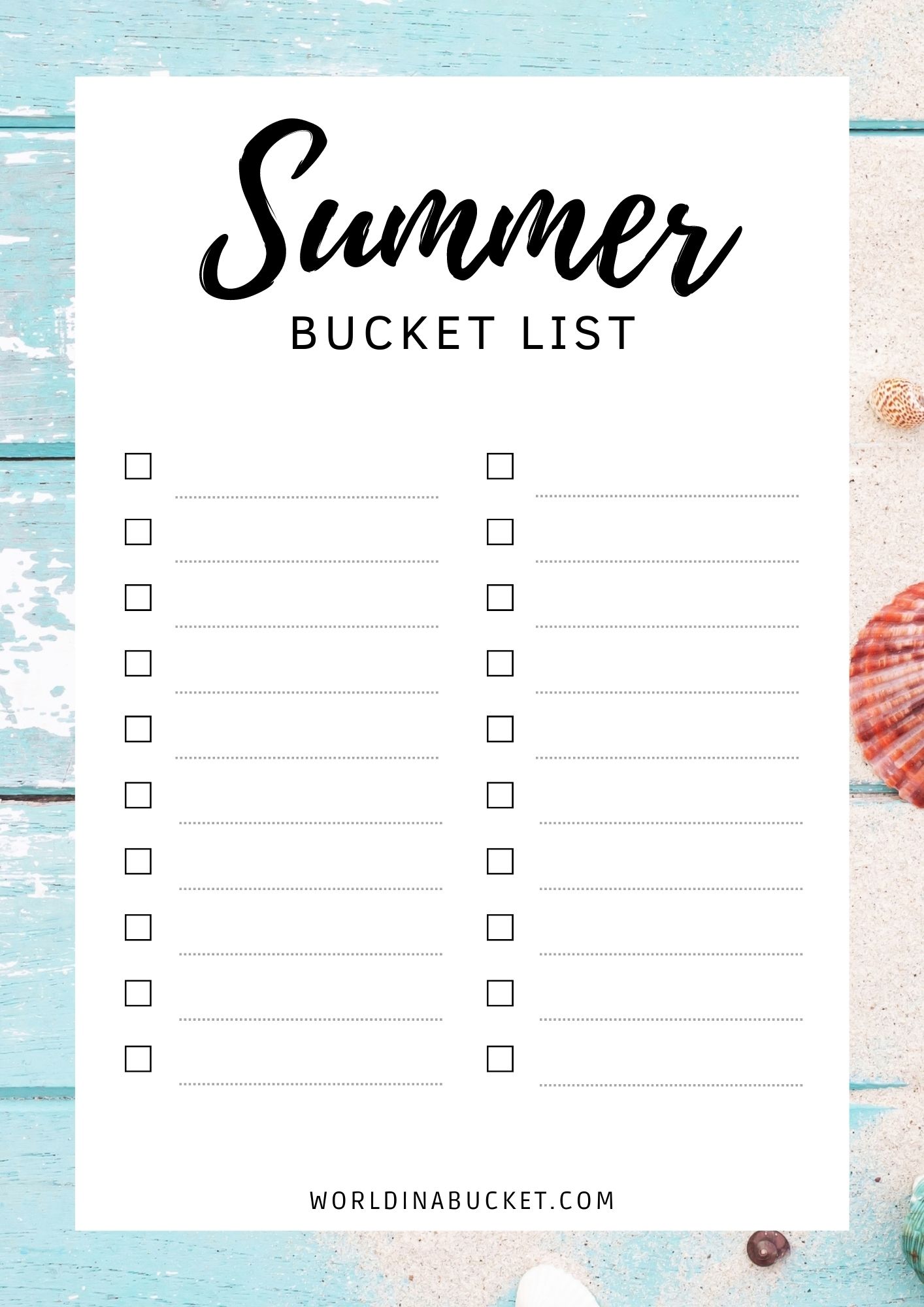 Die schönsten Bucket List Vorlagen als PDF zum Ausdrucken Die schönsten Bucket List Vorlagen als PDF zum Ausdrucken