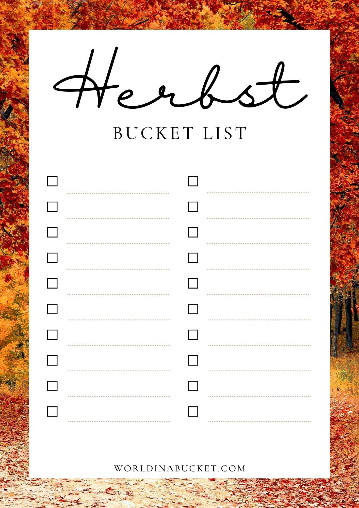 Die schönsten Bucket List Vorlagen als PDF zum Ausdrucken Die schönsten Bucket List Vorlagen als PDF zum Ausdrucken